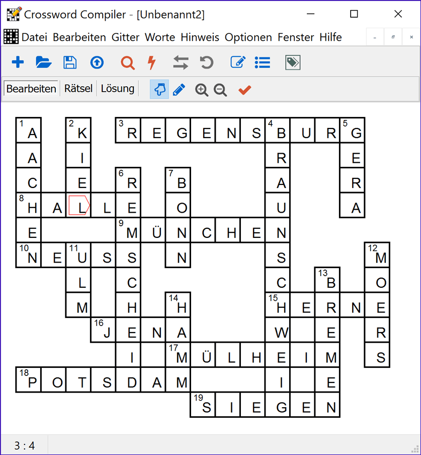 Crossword Compiler: Wortsuch und Vokabelrätsel
